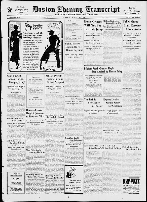 Boston Evening Transcript. August 18, 1934 - Digital Commonwealth