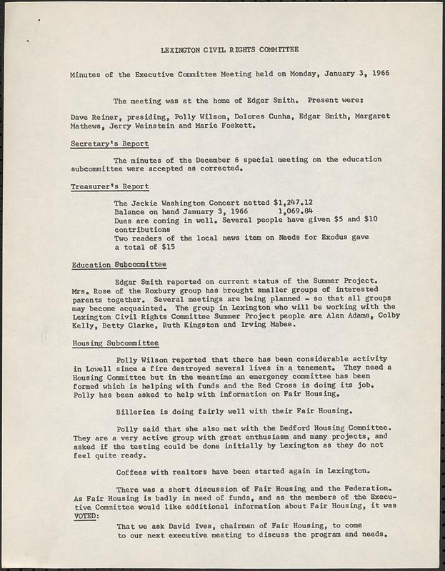 LCRC Executive Committee Meeting, January 1966 - Digital Commonwealth