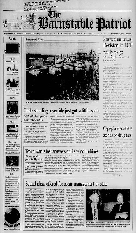 Barnstable Patriot. September 26, 2003 - Digital Commonwealth