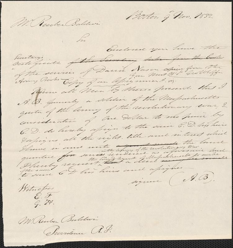 George Coffin to Reuben Baldwin, 9 November 1832 - Digital Commonwealth