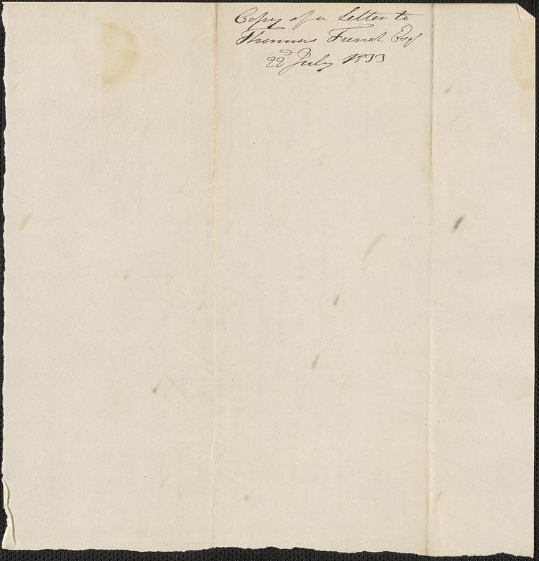 George Coffin to Thomas French, 22 July 1833 - Digital Commonwealth