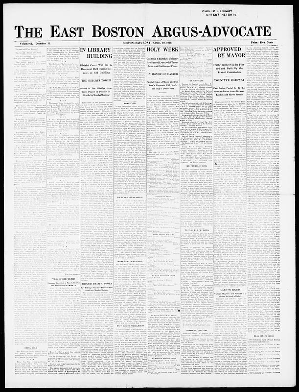 East Boston Argus-Advocate. April 19, 1930 - Digital Commonwealth