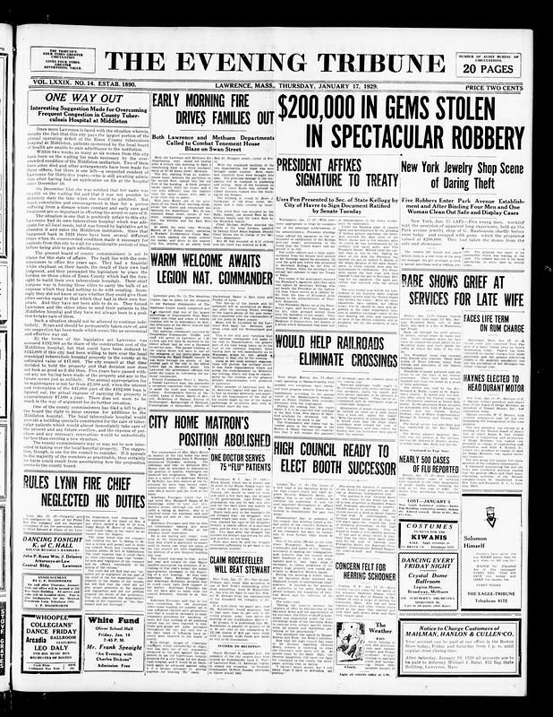 The Evening Tribune. January 17, 1929 - Digital Commonwealth