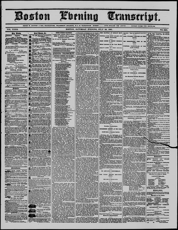 Boston Evening Transcript. July 20, 1861 - Digital Commonwealth