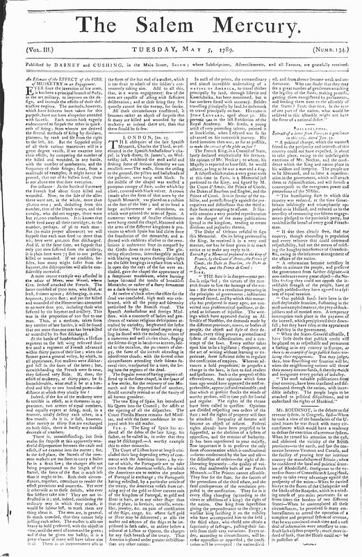 The Salem Mercury. May 05, 1789 - Digital Commonwealth