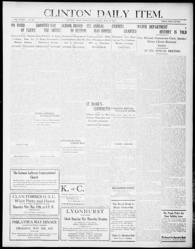 Clinton Daily Item. May 10, 1927 - Digital Commonwealth