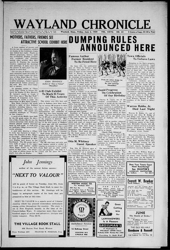 The Wayland Chronicle. June 02, 1939 - Digital Commonwealth