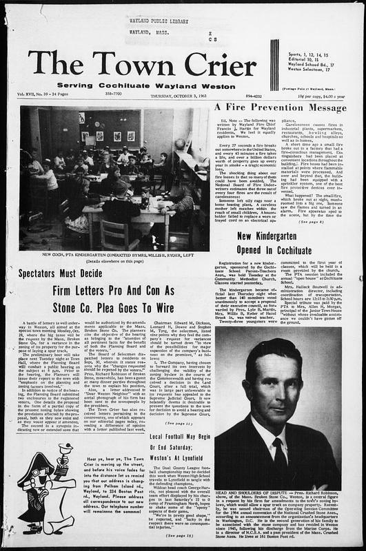 The Town Crier. October 03, 1963 - Digital Commonwealth