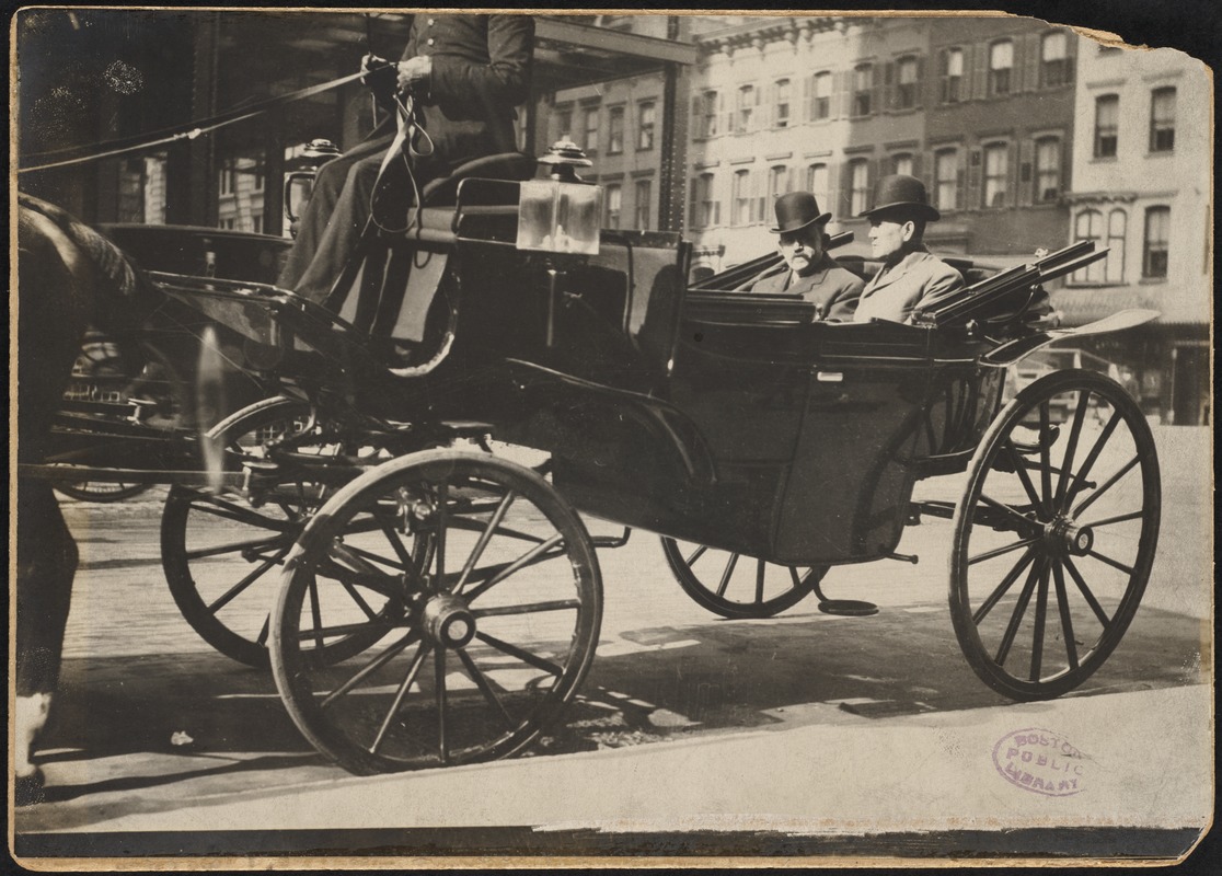 Two men in a landau carriage - Digital Commonwealth