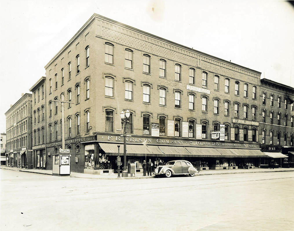 Essex St. corner of Franklin St. Ordway Block; F.E. Nelson; Log's ...