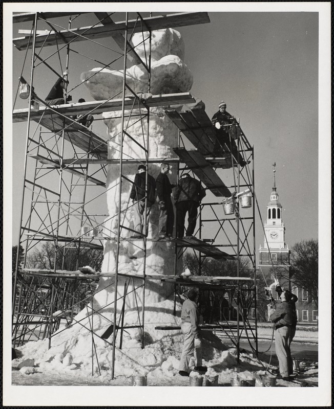 Dartmouth students building 35 foot ice statue "Fire and Ice," theme ...