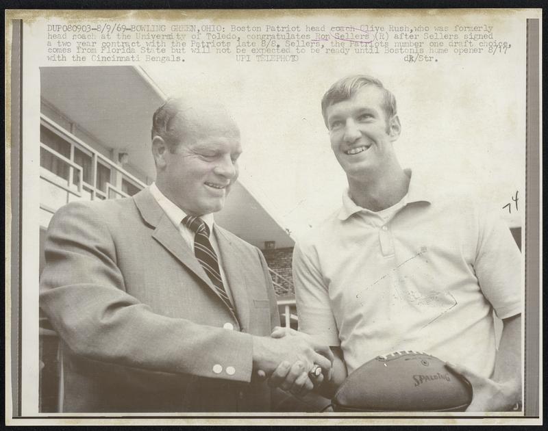 Boston Patriot head coach Clive Rush, who was formerly head coach at ...