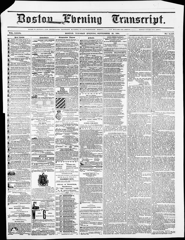 Boston Evening Transcript. September 20, 1864 - Digital Commonwealth