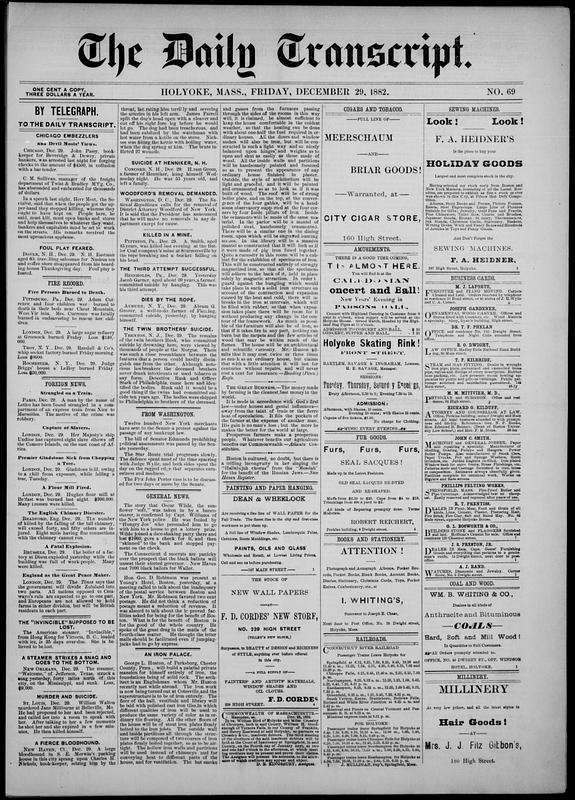 The Daily Transcript. December 29, 1882 - Digital Commonwealth