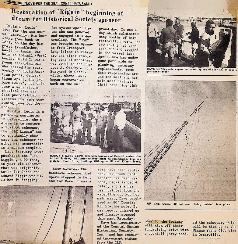 Restoration of "riggin" beginning of dream for Historical Society ...