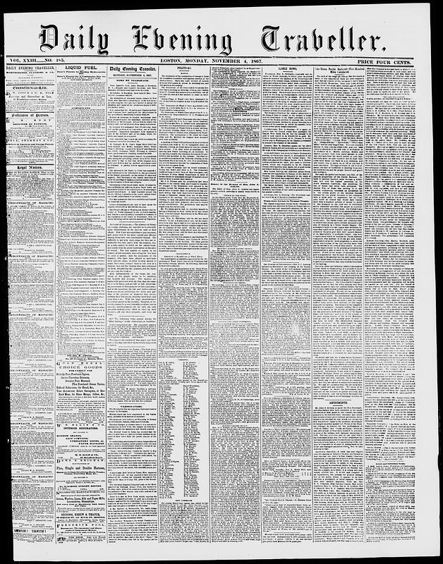 Daily Evening Traveller. November 04, 1867 - Digital Commonwealth