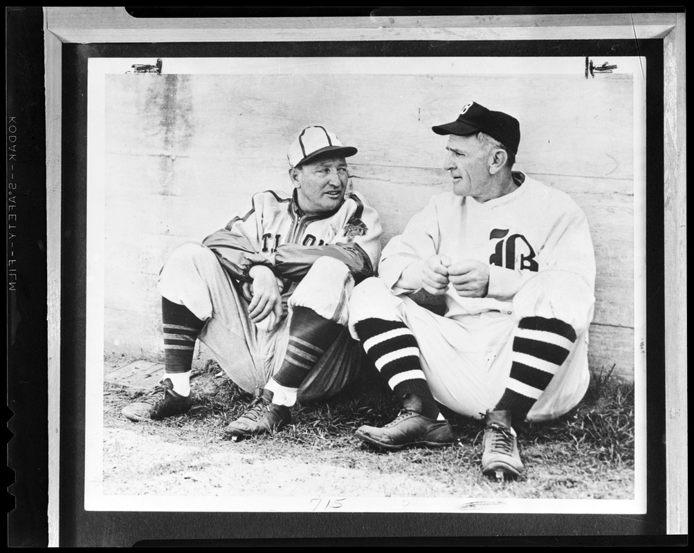 Two great managers, Fred Haney of the Browns and Casey Stengel of the ...