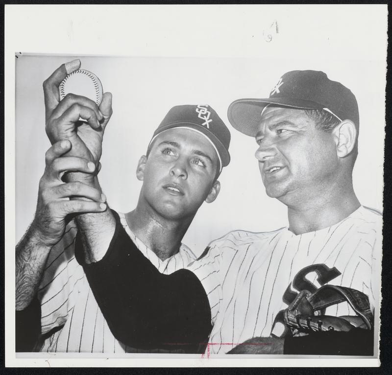 Works With Rookie- Early Wynn (right) 43-year-old veteran pitcher ...