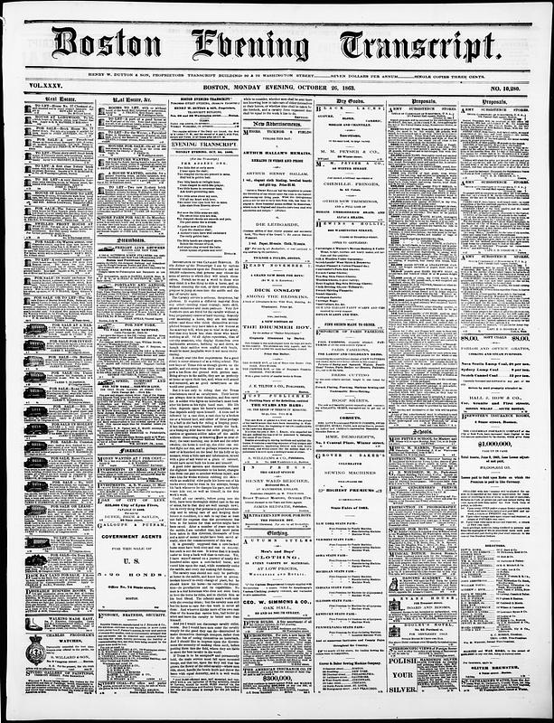 Boston Evening Transcript. October 26, 1863 - Digital Commonwealth