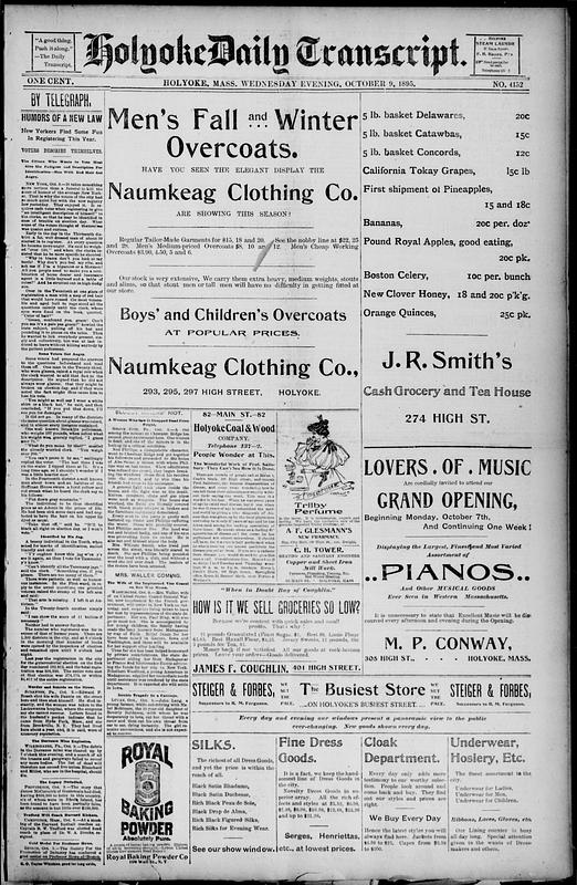The Holyoke Daily Transcript. October 09, 1895 - Digital Commonwealth
