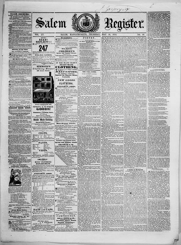 Salem Register. May 18, 1854 - Digital Commonwealth