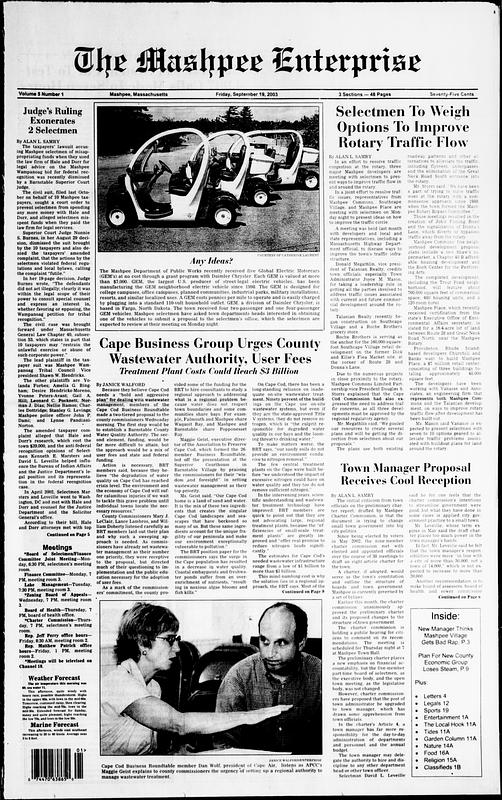 The Mashpee Enterprise. September 19, 2003 - Digital Commonwealth