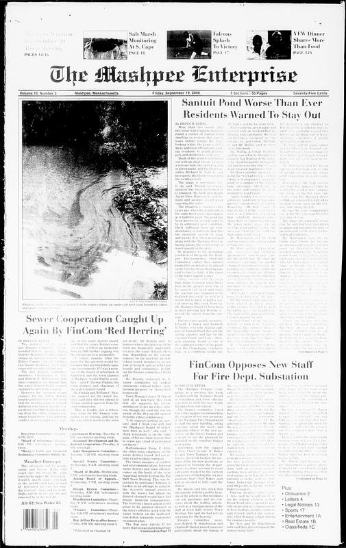 The Mashpee Enterprise. September 19, 2008 - Digital Commonwealth
