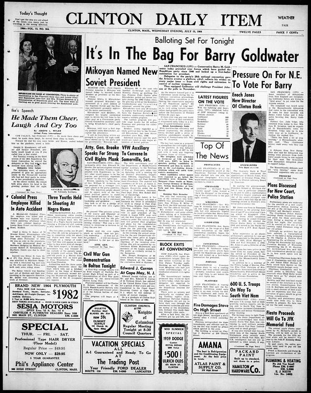Clinton Daily Item. July 15, 1964 - Digital Commonwealth