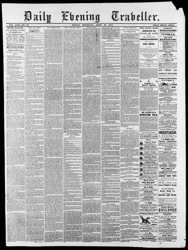 Daily Evening Traveller. April 29, 1875 - Digital Commonwealth