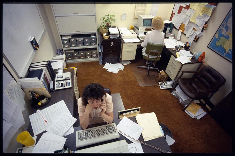 Office scene -- note all-female personnel, Cambridge - Digital Commonwealth