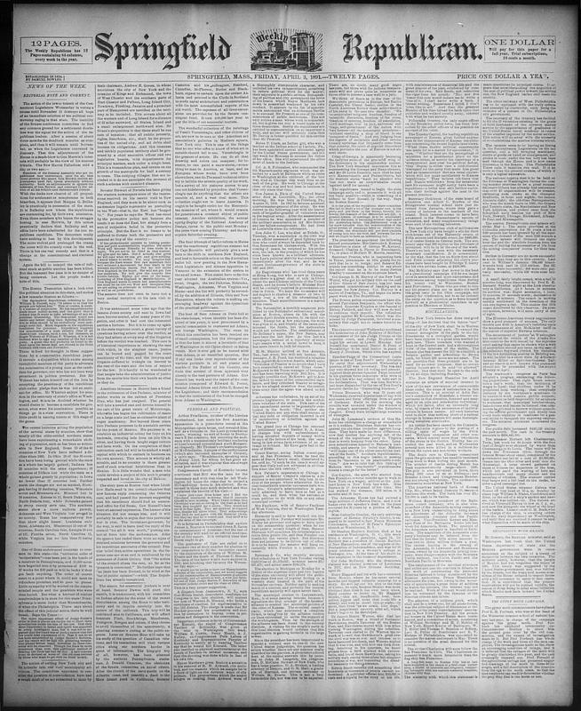 Springfield Weekly Republican. April 03, 1891 - Digital Commonwealth