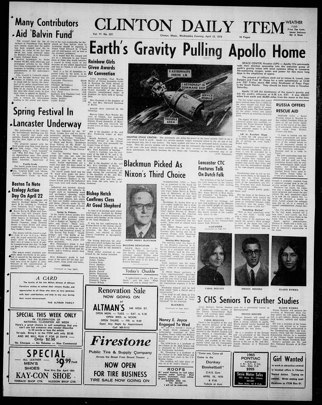 Clinton Daily Item. April 15, 1970 - Digital Commonwealth