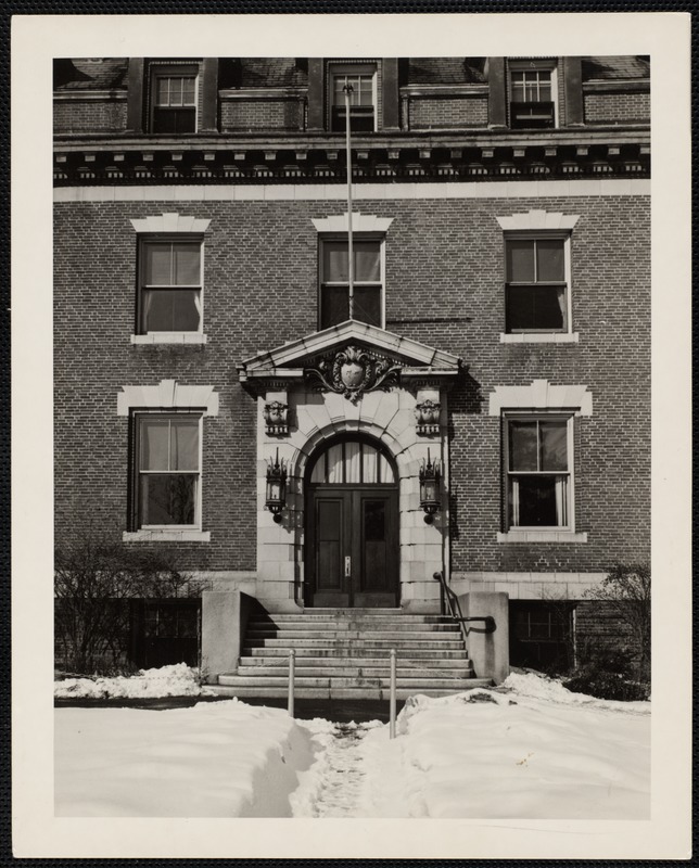 Faulkner Hospital entrance in winter - Digital Commonwealth