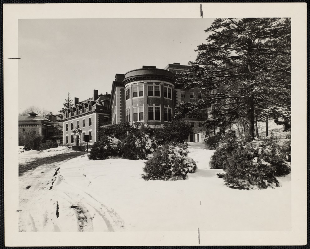 Faulkner Hospital in winter - Digital Commonwealth