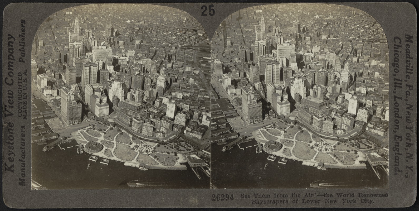 Airplane view of New York's financial district - Digital Commonwealth