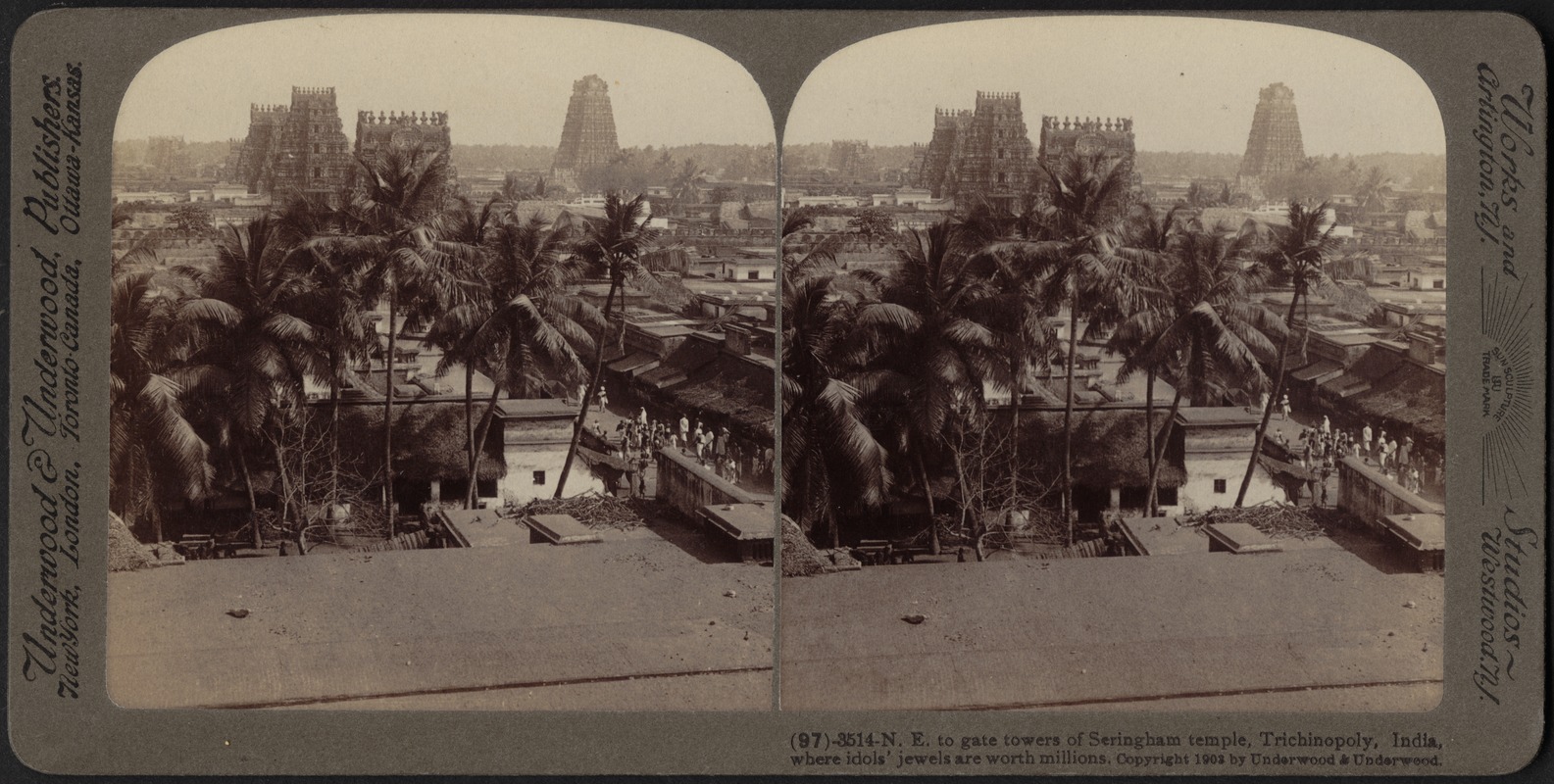 N.E. to the gate-towers of the temple at Trichinopoly, India - Digital ...