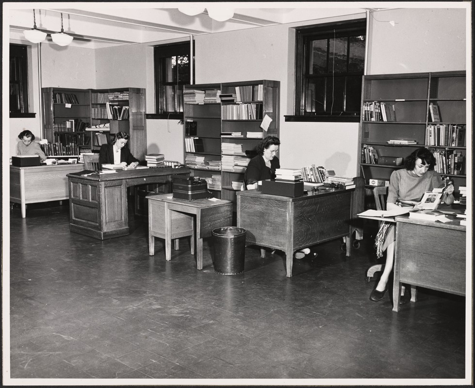 Public Library, interior view. Technical Services - Digital Commonwealth