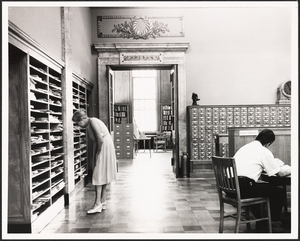 Public Library, interior view. Reading room looking into ref. room ...
