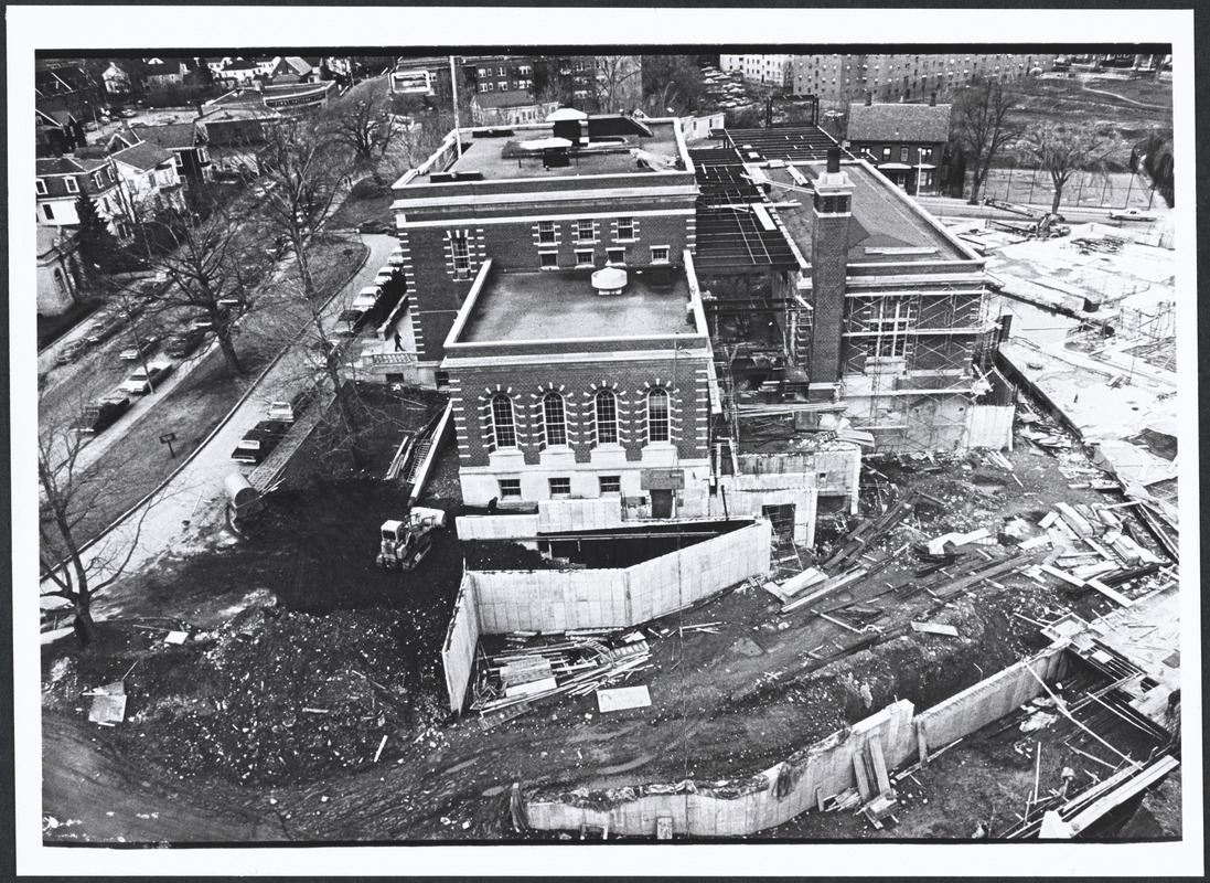 Main library construction, east side - Digital Commonwealth
