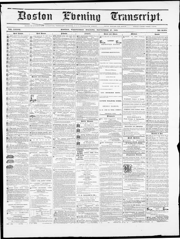 Boston Evening Transcript. September 27, 1865 - Digital Commonwealth
