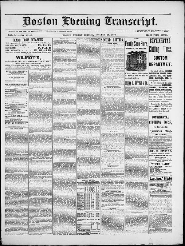 Boston Evening Transcript. October 21, 1879 - Digital Commonwealth