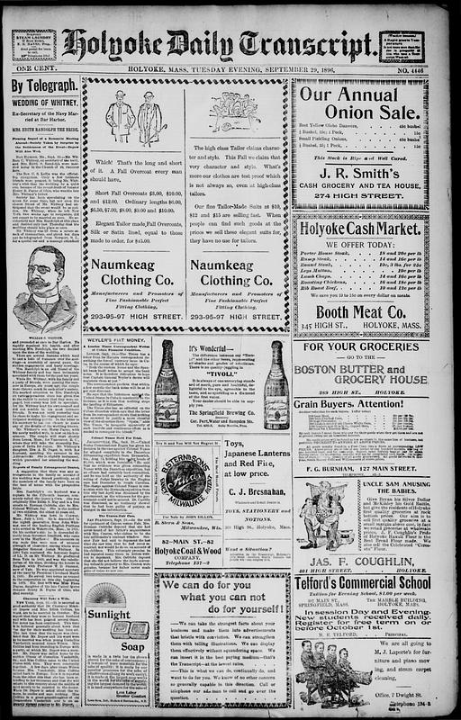 The Holyoke Daily Transcript. September 29, 1896 - Digital Commonwealth