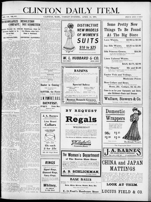 Clinton Daily Item. April 10, 1908 - Digital Commonwealth