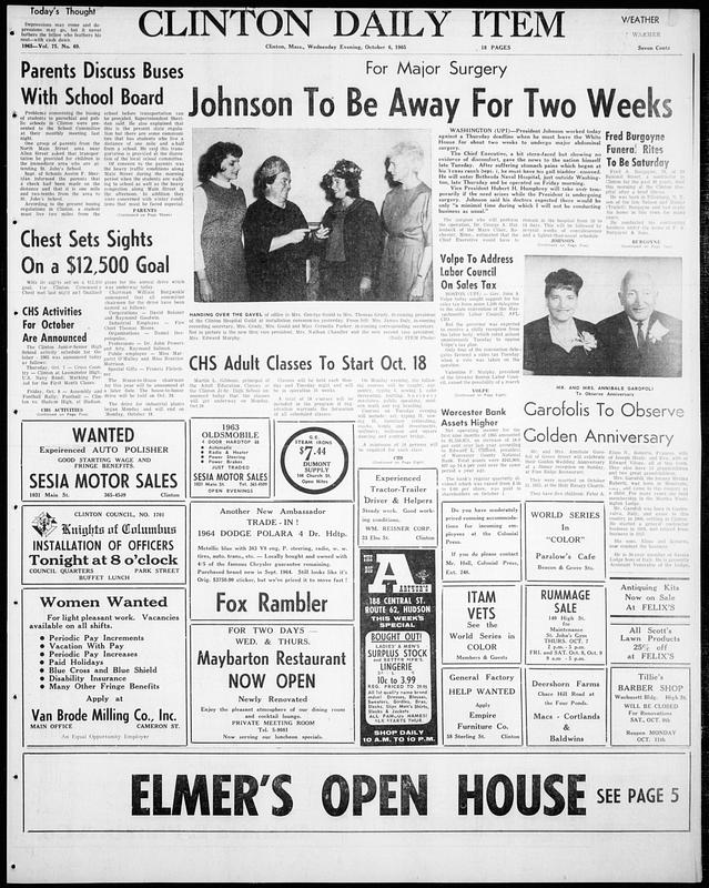Clinton Daily Item. October 06, 1965 - Digital Commonwealth