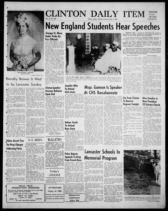 Clinton Daily Item. June 02, 1969 - Digital Commonwealth