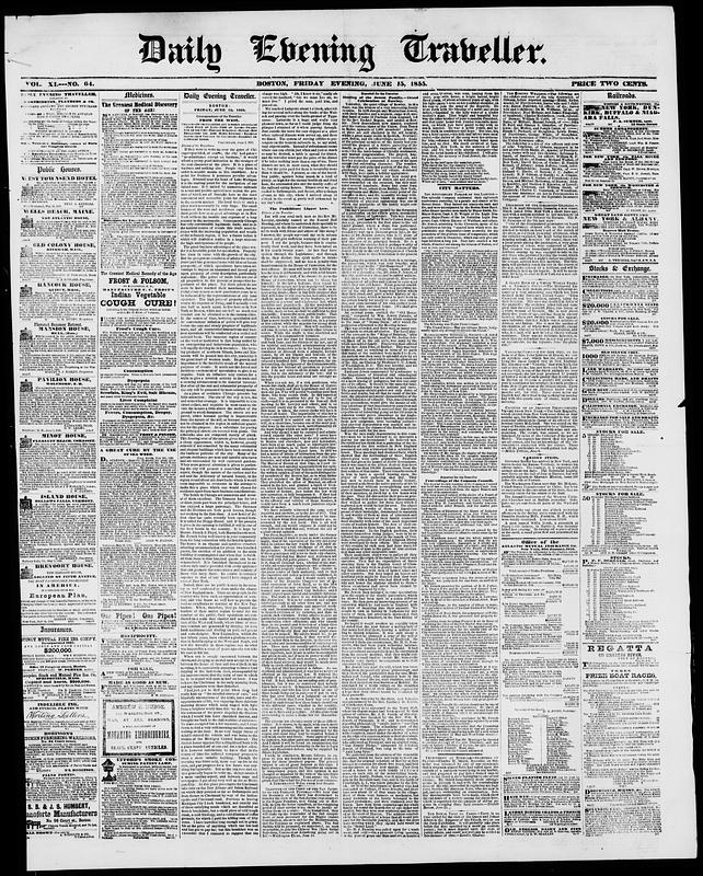 Daily Evening Traveller. June 15, 1855 - Digital Commonwealth