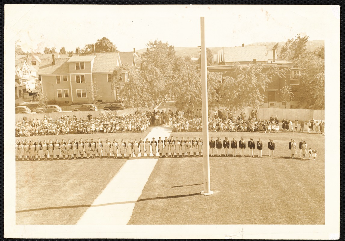 Class Day exercises - class of '42 on the lawn. - Digital Commonwealth