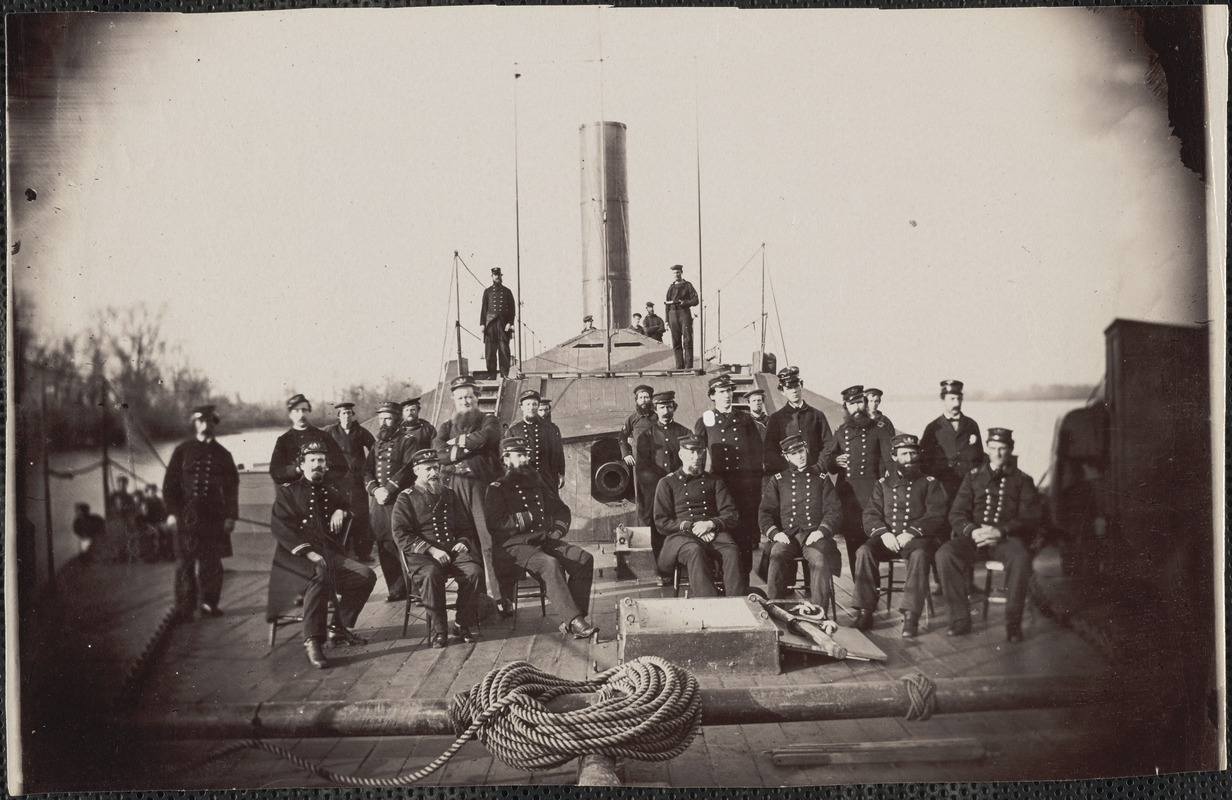 U.S. Navy officers on deck of captured Confederate ram "Atlanta ...