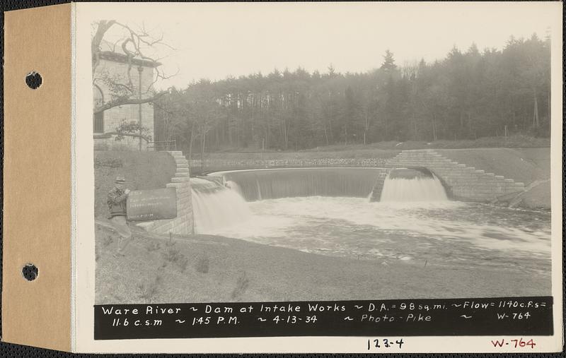 Ware River, dam at Intake Works, drainage area = 98 square miles, flow ...