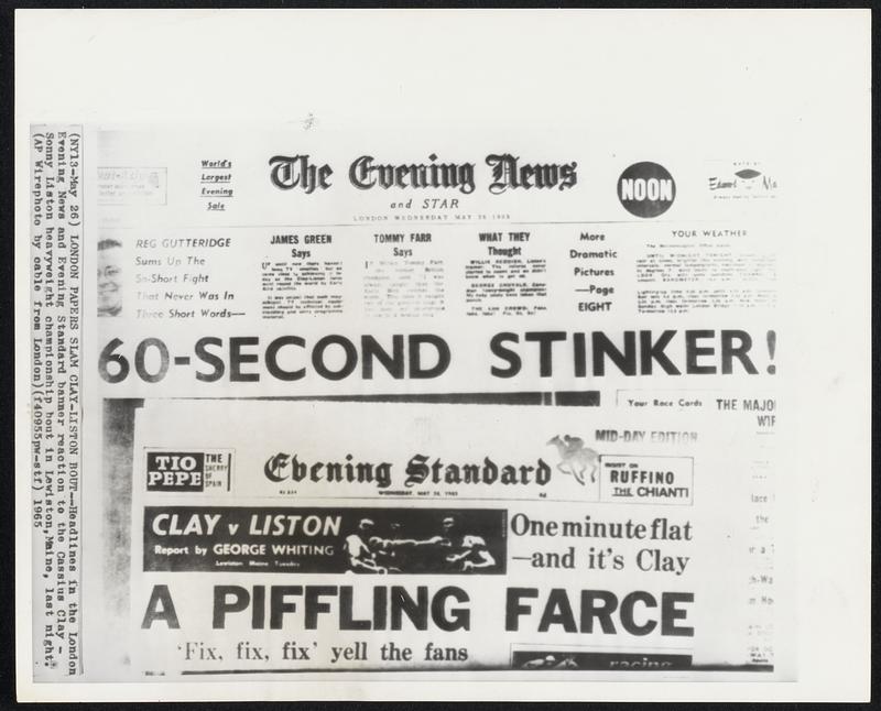 London Papers Slam Clay-Liston Bout--Headlines in the London Evening ...